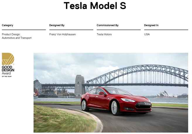 Tesla Model S claims top prize at 2015 Good Design Awards